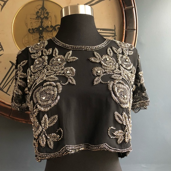 Haute Hippie | Tops | Haute Hippie Beaded Crop Top | Poshmark